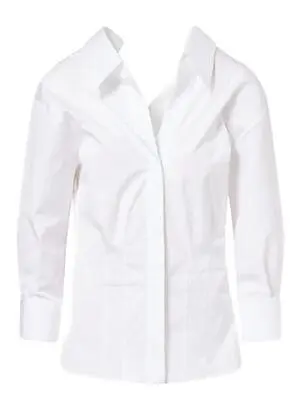 Givenchy Slashed Open-collar Cotton Shirt - White