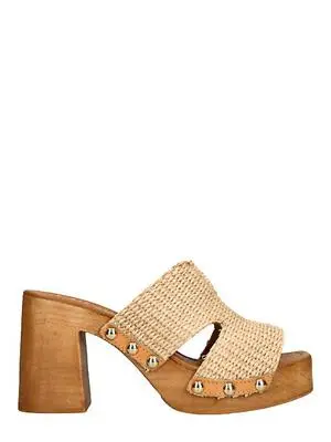 Steve Madden Sunkissed Raffia Mules - Beige Comb