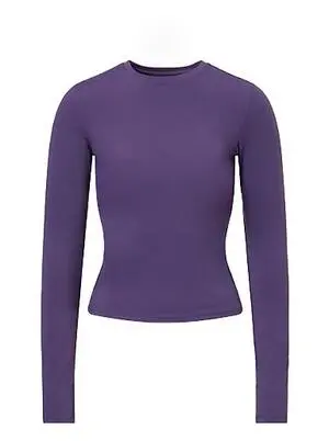ADANOLA Ultimate Long-sleeve Stretch-woven Top - Dark Plum