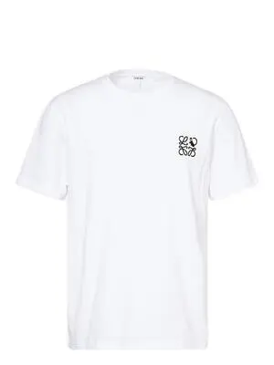Loewe Logo-embroidered Short-sleeve Cotton T-shirt - White