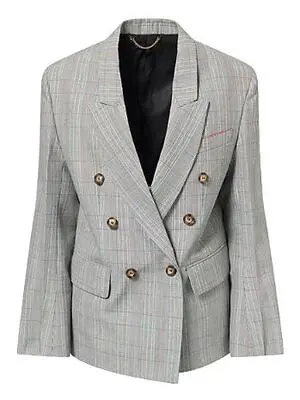 Victoria Beckham Tailored Double-breasted Wool Jacket - Blue Grey Multi