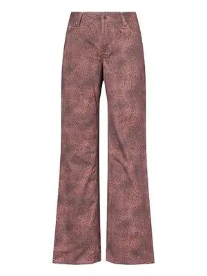 PEACHY DEN Cicely Straight-leg Cotton Trousers - Red Leopard