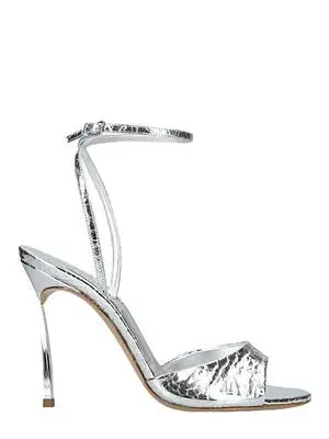 Casadei Blade 100 Metallic-leather Heeled Sandals - Silver