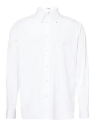 LOEWE Logo-embroidered Plain Cotton Shirt 16.5