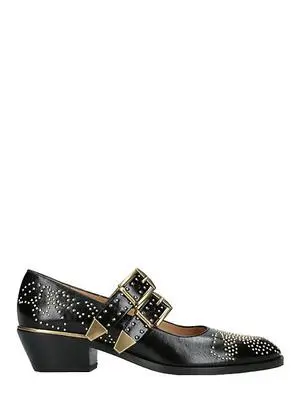 Chloé Susan Studded Leather Mary Jane Pumps - Black