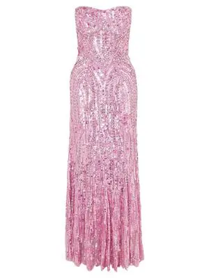 Jenny Packham Euphoria Strapless Embellished Tulle Gown - Pink