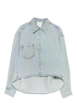 Sandro Rhinestone Embellished Asymmetric Shirt - Blue