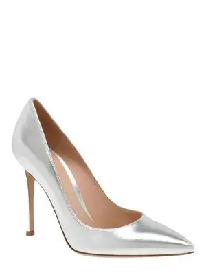 GIANVITO ROSSI 105mm Leather Pumps - Silver