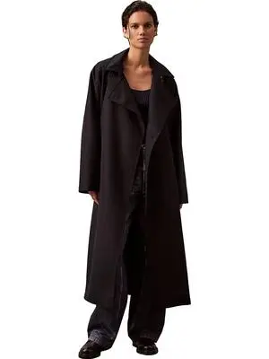 Calvin Klein Long Wool Twill Blend Trench Coat - Vulcan