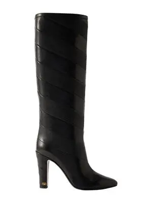 Valentino Garavani Rayons Paneled Knee Boots - Black