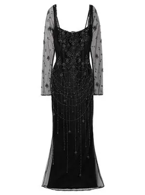 CLIO PEPPIATT Chandelier Embellished Tulle Gown - Black