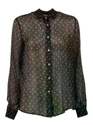 MAZZARELLI Striped Floral Print Shirt - Brown