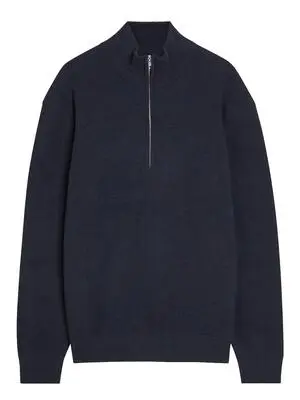 Nn07 Ribbed Half-zip Knit Jumper - Navy