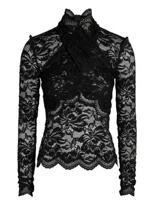 Rabanne Floral Stretch-lace Top - Black