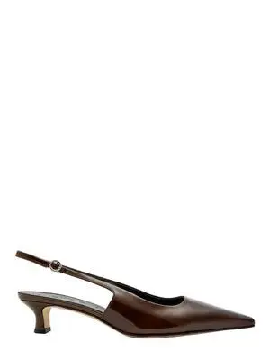 AeydĒ Catrina 35 Patent Leather Slingback Pumps - Brown