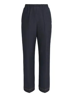 Max Mara Cotton-blend Straight Trousers - Blue