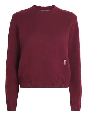 SPORTY & RICH Cashmere-wool Blend Crew Neck Sweater - Burgundy