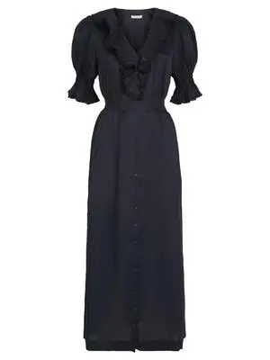 DÔEN Ramie Harriette Midi Dress - Navy