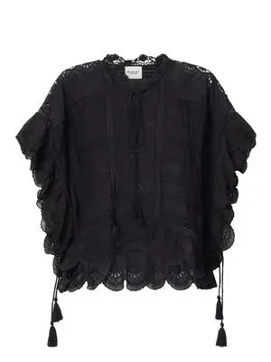 MARANT ETOILE Floral Lace Top - Black