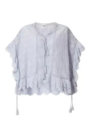 MARANT ETOILE Floral Lace Top - Light Blue