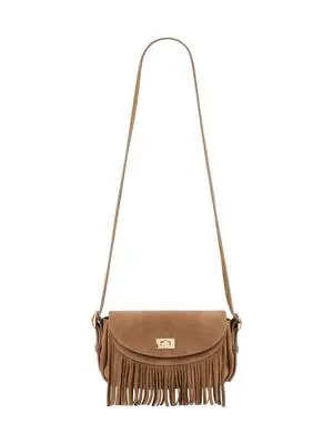 Sandro Mini Mambo Suede Bag - Caramel