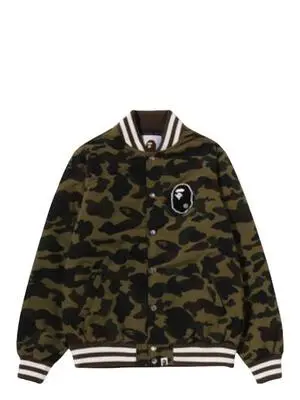A BATHING APE 1st Camo Varsity Jacket - Green