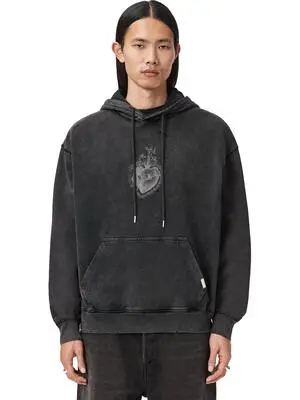 ALLSAINTS Sabbath Graphic Cropped Hoodie Black