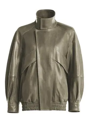 Nour Hammour Leather Jacket - Grey
