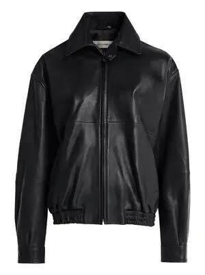 Nour Hammour Doran Leather Bomber Jacket - Black