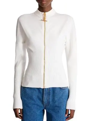 Balmain Zipped Knit Cardigan - White