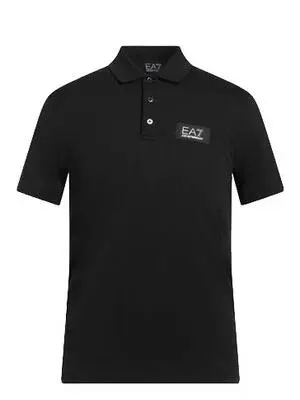 EA7 Man Polo Shirt White Size S Modal, Polyester Black