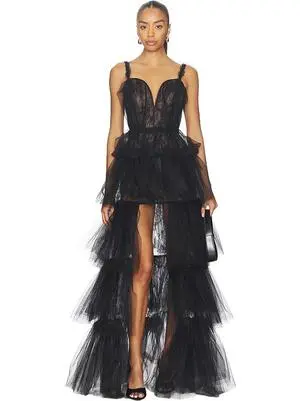 AKNVAS X Alfhild Bustier Tiered Gown - Black