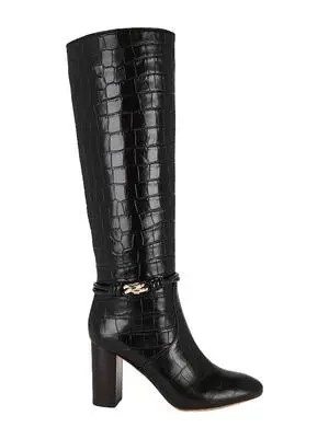 LOEFFLER RANDALL Goldy Knee High Boot - Ebony Croc Leather