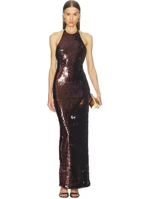 MICHAEL COSTELLO X Felicity Gown - Chocolate Brown