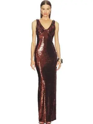 MICHAEL COSTELLO X Sequin Maxi Dress - Copper