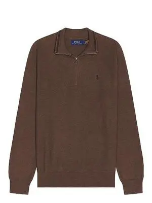 Polo Ralph Lauren 1/2 Zip Sweater Pullover - Nutmeg Brown Heather