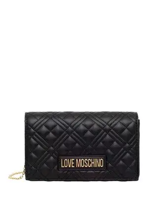 Moschino Quilted Satchel With Chain Strap - Black