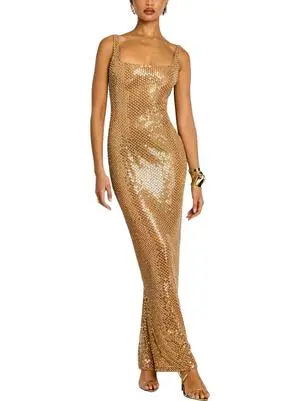 Retrofete Xiomara Sequin Maxi Dress - Gold