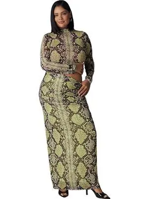 AFRM AFRM Bev Power Mesh Maxi Skirt Lime Snake