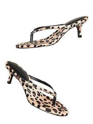 BLACK SUEDE STUDIO Tash 50 Thong Kitten Heels - Cheetah Satin