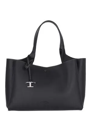 TOD'S Medium Hammered Leather Shoulder Bag - Black