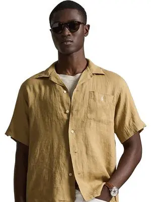 Ralph Lauren Classic Fit Linen Camp Shirt - Cafe Tan