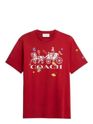 COACH Horse And Carriage Sticker T-shirt - Red