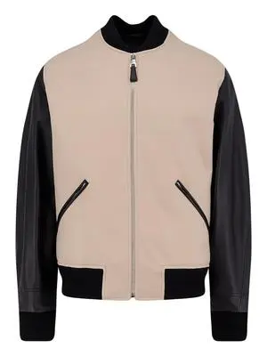 Givenchy Cotton Jacket With Leather Sleeves - Beige