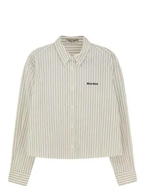 Miu Miu Striped Cotton Cropped Shirt - Yellow