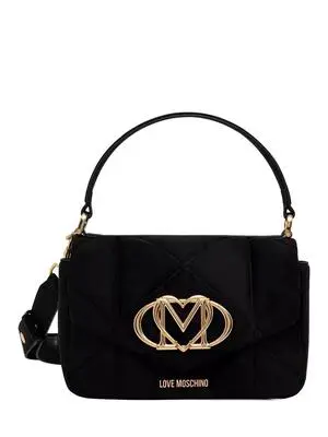 Moschino Quilted Shoulder Bag With Logo Plaque - Black