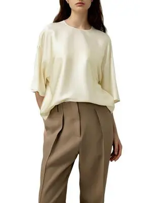 Lilysilk Relaxed Silk Crewneck Blouse - Lily White