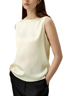 Lilysilk Sleeveless 32mm Silk Top - Lily White