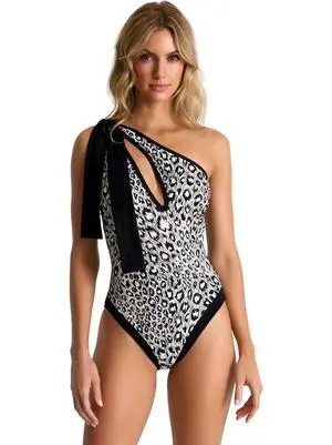 Shan Asymmetrical One-piece - Animal Print