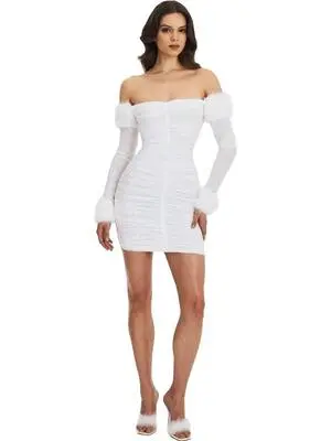 MISS CIRCLE Lani Lace Off-shoulder Mini Dress - White